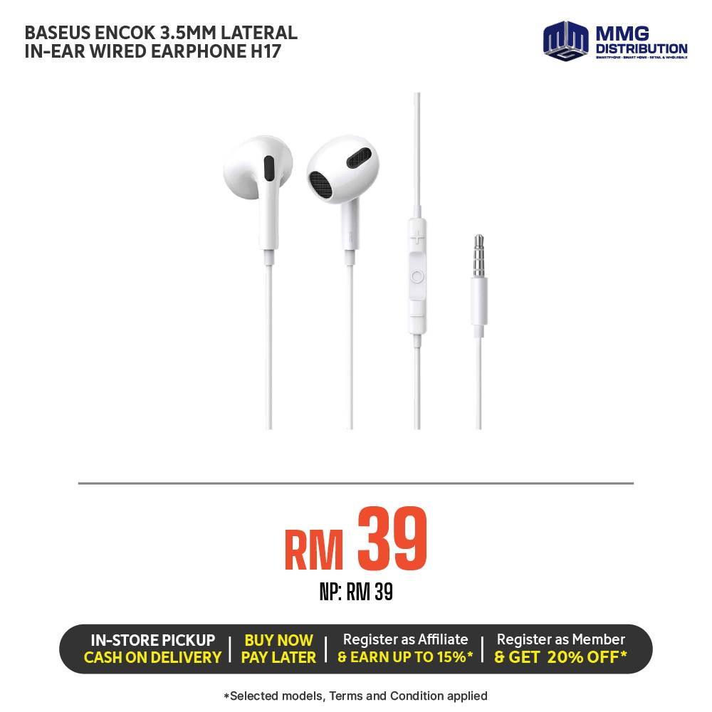 Baseus Encok 3.5mm Lateral in-ear Wired Earphone H17 - Original Baseus ...