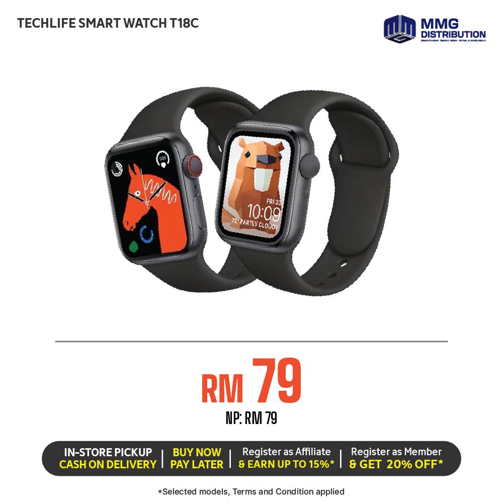 Techlife Smart Watch T18C - Original Techlife Malaysia Set