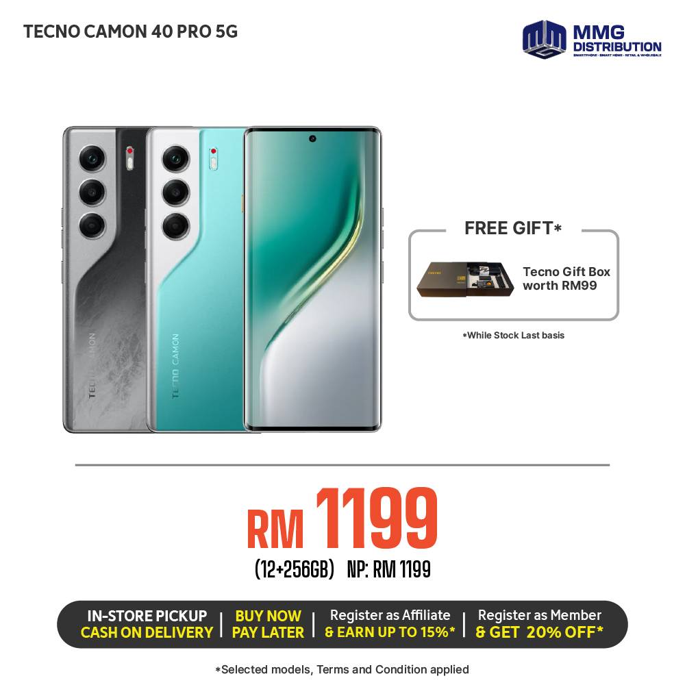 Tecno Camon 40 Pro 5G (12+256GB) - Original Tecno Malaysia Set