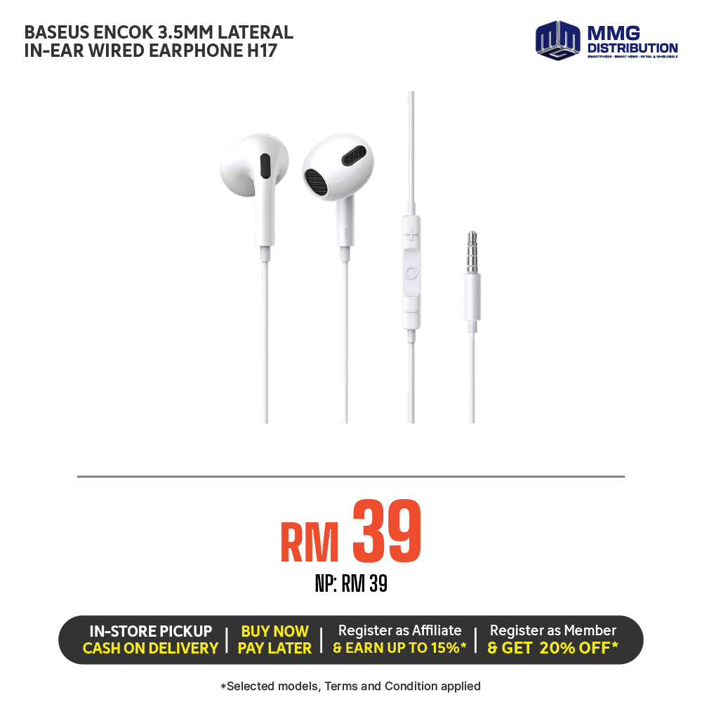 Baseus Encok 3.5mm Lateral in-ear Wired Earphone H17 - Original Baseus ...