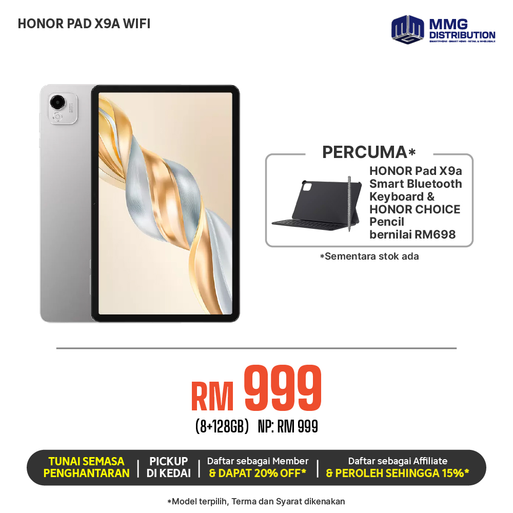 HONOR Pad X9a Wifi (8+128GB) - Original HONOR Malaysia Set
