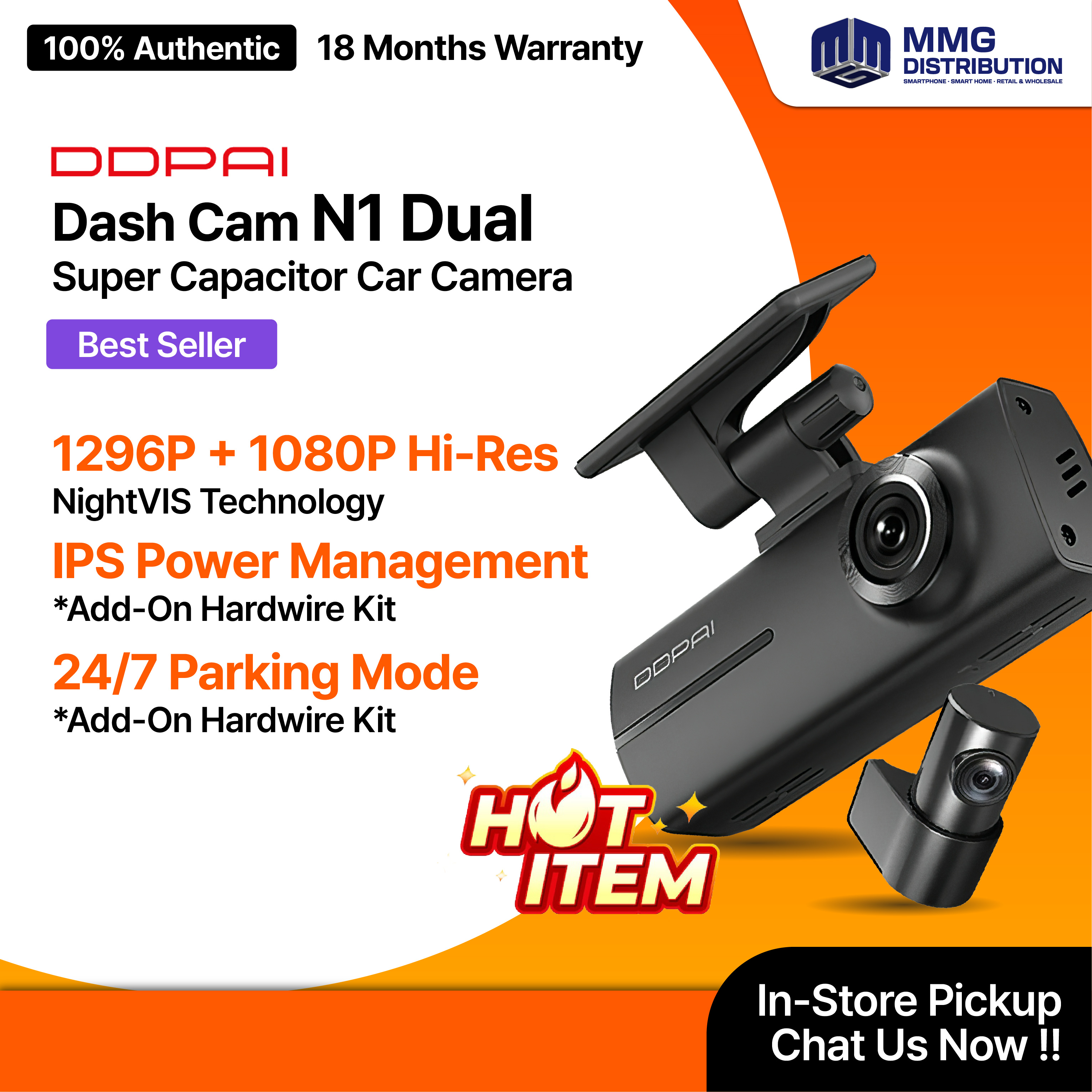 DDPAI Dash Cam N1 Dual - Original DDPAI Malaysia Set